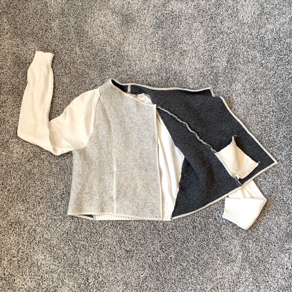 LOFT | Sweaters | Classy White And Grey Sweaterjacket With Wide Collar ...